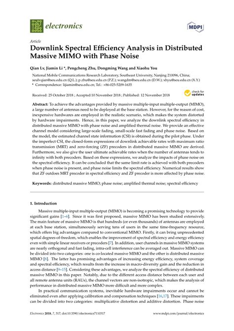 Pdf Downlink Spectral Efficiency Analysis In Distributed Massive Mimo