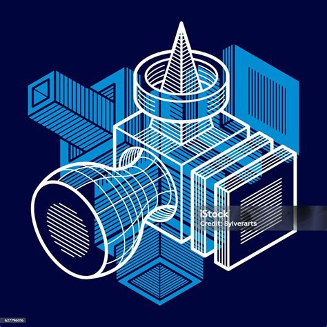 Vektor Teknik 3d Bentuk Abstrak Yang Dibuat Menggunakan Kubus Dan Geoma Ilustrasi Stok Unduh
