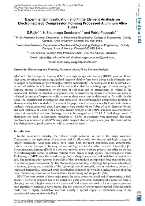 Pdf Experimental Investigation And Finite Element Analysis On Electromagnetic Compression