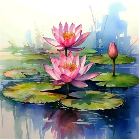 Lotus Flower Drawing Design Aari Watercolor Lotus Flower Art