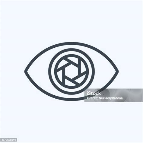 부드러운 파란색 배경에 고립 된 트렌디 한 라인 스타일의 아이 아이콘 홍채에 대한 스톡 벡터 아트 및 기타 이미지 홍채