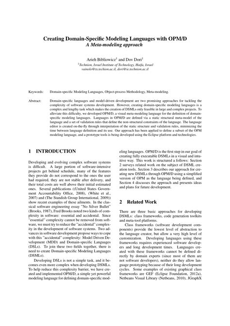 Pdf Creating Domain Specific Modeling Languages With Opmd A Meta