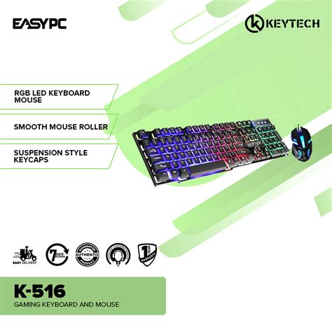 Easypc Keytech K 516 Gaming Keyboard And Mouse Black Shopee Philippines