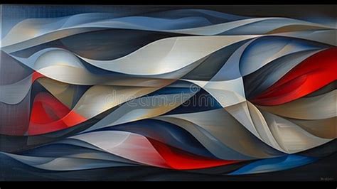 Flowing Abstract Waves With Red And Blue Highlights Stock Illustration