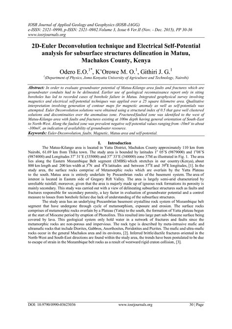 2d Euler Deconvolution Technique And Electrical Self Potential Analysis