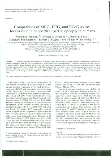 Pdf Comparisons Of Meg Eeg And Ecog Source Localization In
