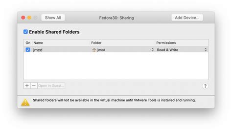 Mounting A Folder Shared From VMWare Workstation Of Fusion Host Inside A Fedora Through