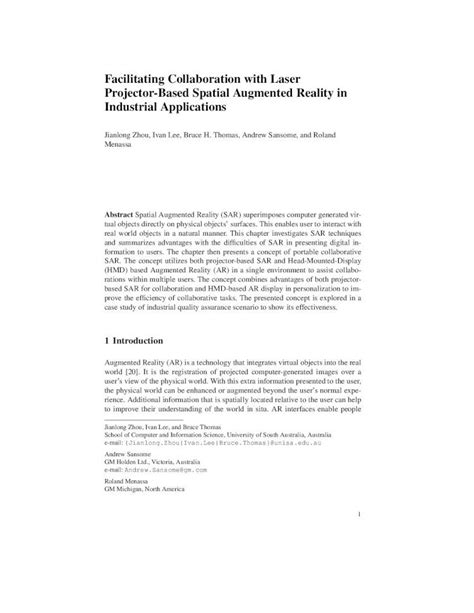 Pdf Facilitating Collaboration With Laser Projector Based