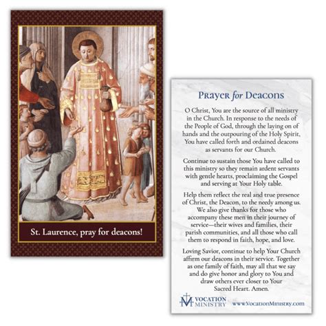 Prayer Card — Prayer For Deacons Pack Of 50 Vocation Ministry