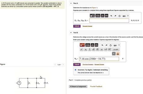 Solved A 25 Î© Resistor And A 10 Mh Inductor Are Connected In Parallel This Parallel