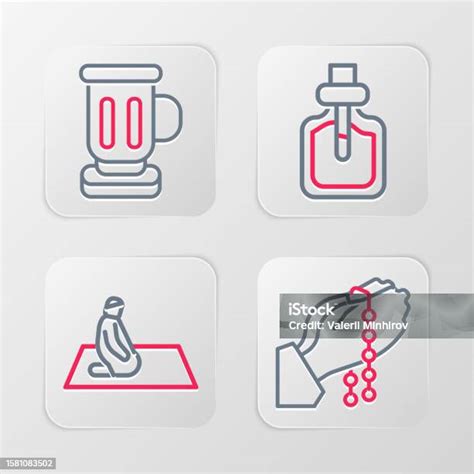 기도하는 자세로 손을 세우고 무슬림 남자는 기도하고 향수와 중세 잔 아이콘 벡터 기도하기에 대한 스톡 벡터 아트 및 기타 이미지