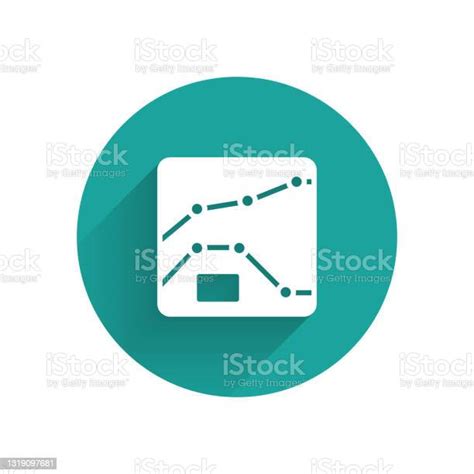 흰색 그래프 일정 차트 다이어그램 인포그래픽 긴 그림자 배경으로 격리된 원형 그래프 아이콘 녹색 원 버튼입니다 벡터 개념에 대한 스톡 벡터 아트 및 기타 이미지 Istock