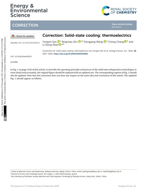 Pdf Correction Solid State Cooling Thermoelectrics