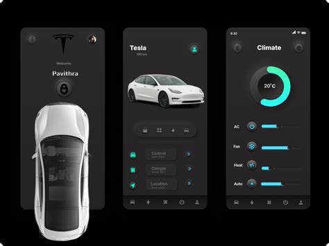 tesla car app ui by pavithra karthik on dribbble