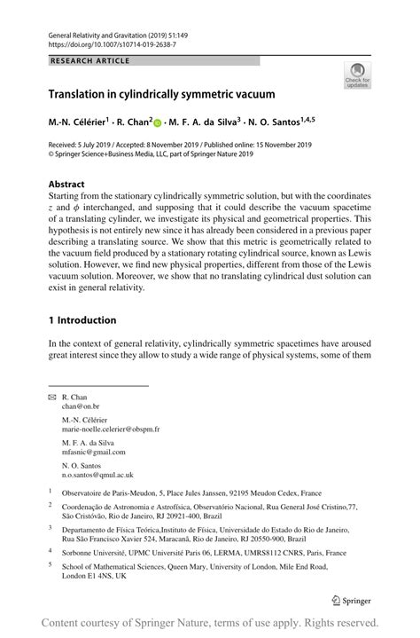 Translation In Cylindrically Symmetric Vacuum Request Pdf