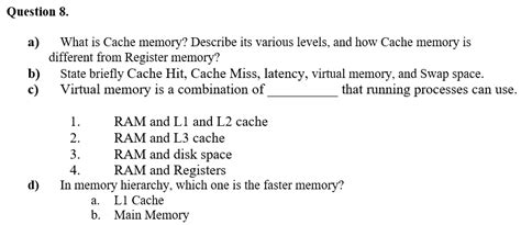 Solved A What Is Cache Memory Describe Its Various Levels Chegg Com