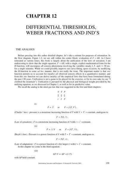 Differential Thresholds Weber Fractions And Jnds Biopsychology