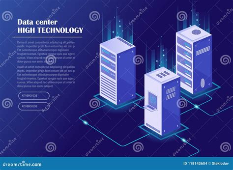 web hosting and big data processing concept stock vector illustration