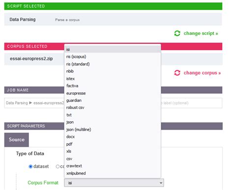 Data Parsing Cortext Manager Documentation