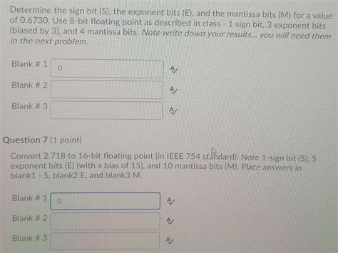 solved determine the sign bit s the exponent bits e