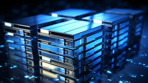 Cluster Of Data Storage Drives In A Server Room Environment For