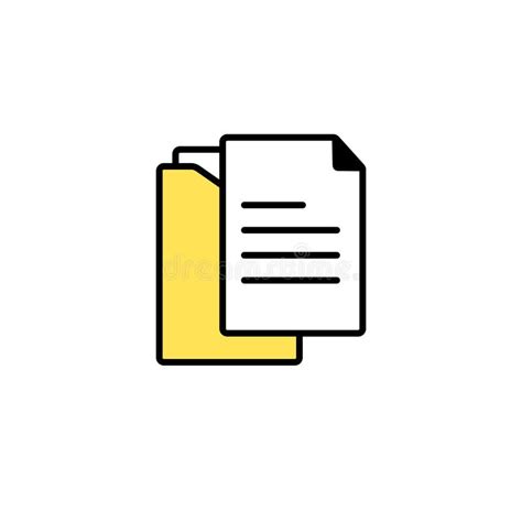 Yellow Folder Icon With Paper Document Illustrates Digital File Management Concept Stock