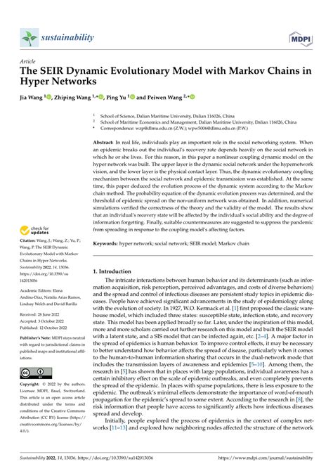 Pdf The Seir Dynamic Evolutionary Model With Markov Chains In Hyper Networks