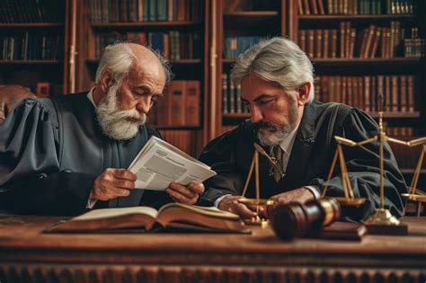 Judge And Attorney Reviewing Documentation Together Premium Ai