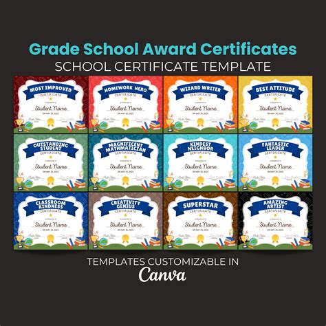 School Certificates Elementary Classroom Award Certificate Canva Worksheets Library