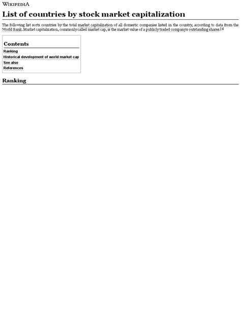 List Of Countries By Stock Market Capitalization Wikipedia Pdf