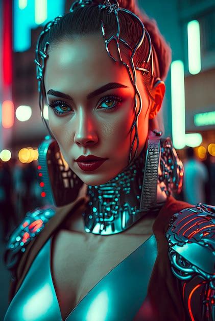 Premium Photo Portrait Of A Woman In A Futuristic Suit