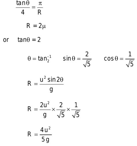 for an object projected from ground with speed u horizontal range of