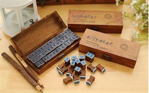 개대 나무 상자 우표 세트 우표 알파벳 글자 우표 Diy 장식스탬프 Aliexpress