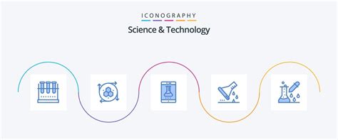 Science And Technology Blue 5 Icon Pack Including Sample Flask Erlenmeyer Flask Modeling Tool