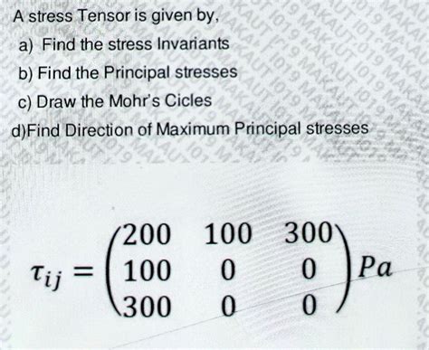 Solved A Stress Tensor Is Given By A Find The Stress Invariants B Find The Principal