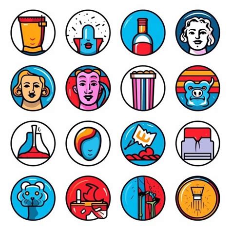 premium photo a set of colorful icons of different people and objects generative ai