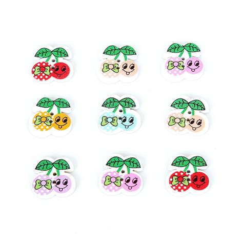 20x20mm 50pcs Cute Cherry Decorative Buttons Sewin Grandado