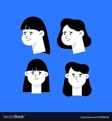 Girls Face In Many Different Angles Woman Vector Image
