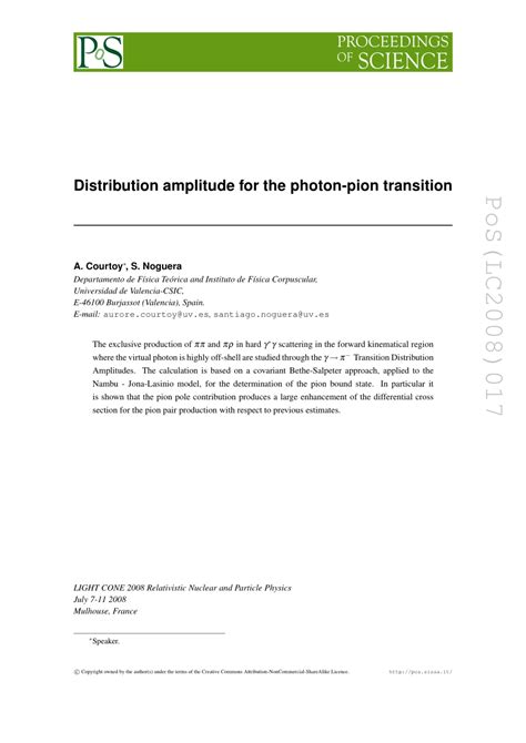 Pdf Distribution Amplitude For The Photon Pion Transition