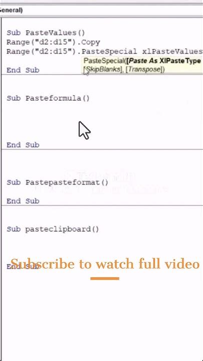 Copy Paste Vba Code Basic Formatting In Vba Paste Values Paste