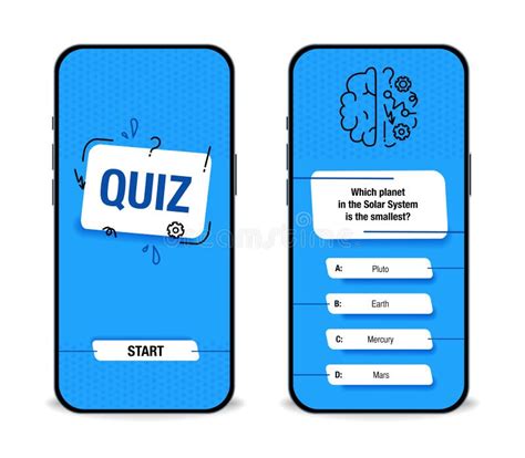 The Template Of The Mobile Application Interface For The Quiz On A Blue Background Test Exam