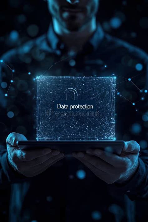 Cyber Security And Data Protection With A Businessman Protecting Personal Information On A