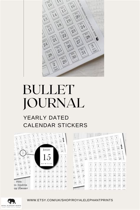 Yearly Dated Calendar Stickers Bullet Journal Date Stickers Artofit