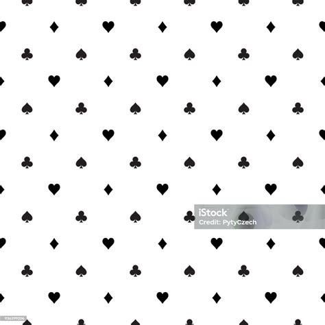 포커의 완벽 한 패턴 배경 맞는하트 클럽 스페이드와 다이아몬드백색 배경에 행에 배열 카지노 도박 테마 벡터 일러스트 레이 션