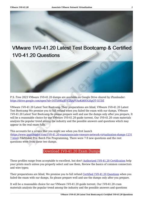 Ppt Vmware 1v0 41 20 Latest Test Bootcamp And Certified 1v0 41 20 Questions Powerpoint