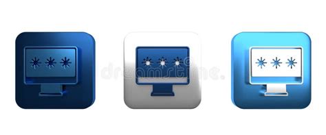 Colorful Monitor With Password Notification Icon Isolated On White Background Security