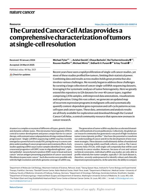 The Curated Cancer Cell Atlas Provides A Comprehensive Characterization Of Tumors At Single Cell