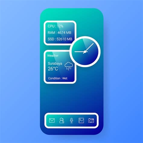Premium Vector Elegant Smartphone User Interface Widget Weather Clock