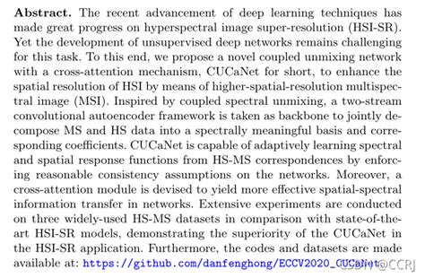 Cross Attention In Coupled Unmixing Nets For Unsupervised Hyperspectral Super Resolution Csdn博客