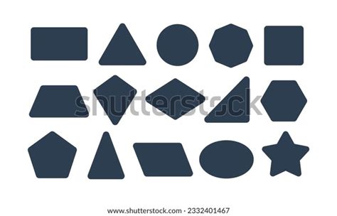 2d Basic Shapes Collection Black Isolated Stock Vector Royalty Free